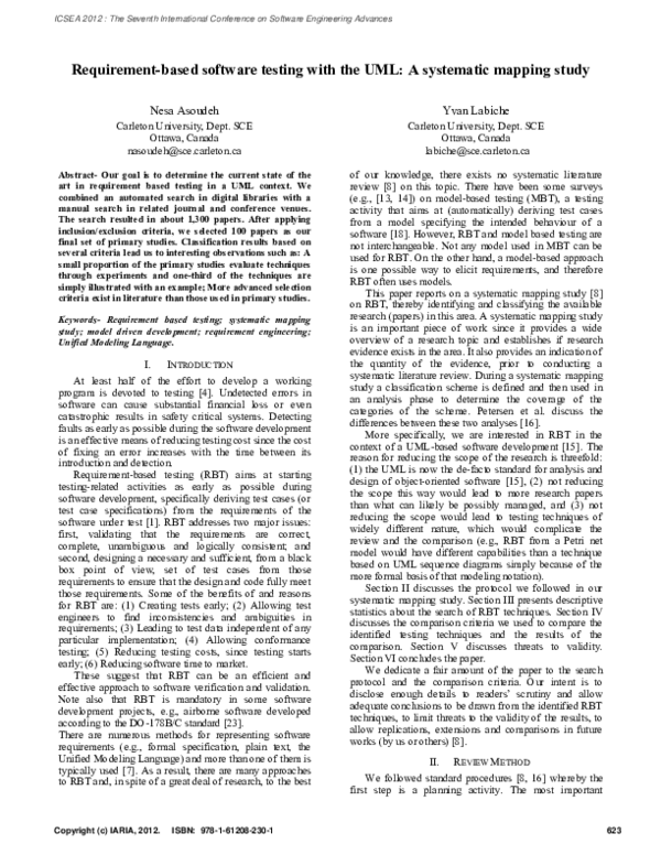 (PDF) Requirement-based Software Testing With the UML: A Systematic ...