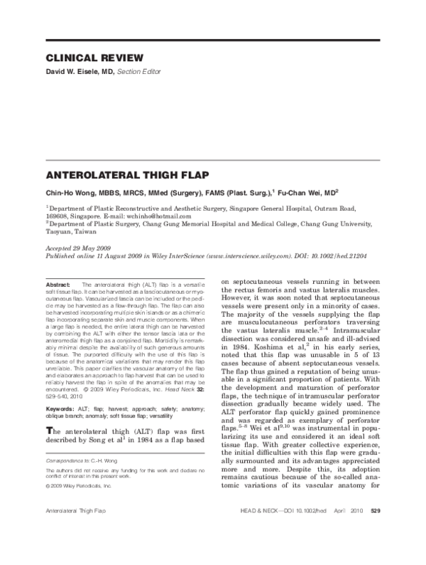 (PDF) Anterolateral thigh flap
