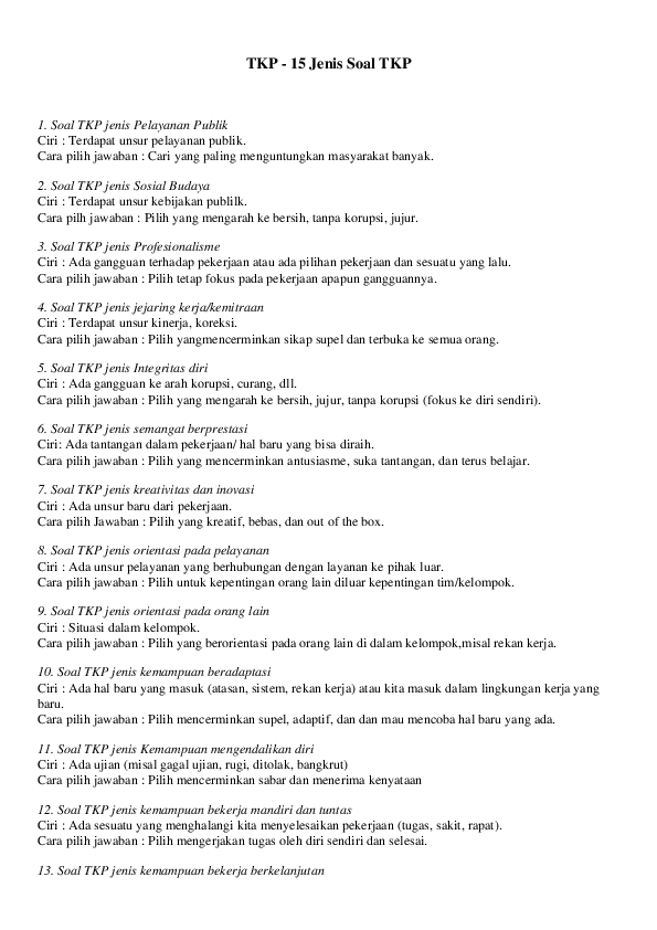 (PDF) TKP -15 Jenis Soal TKP