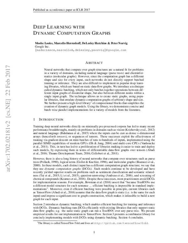 (PDF) Deep Learning with Dynamic Computation Graphs