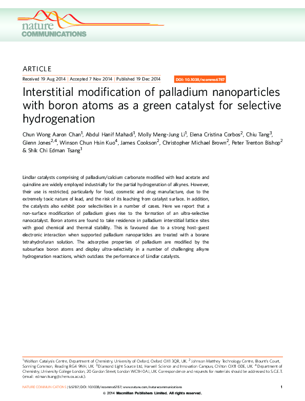 (PDF) Interstitial modification of palladium nanoparticles with boron ...