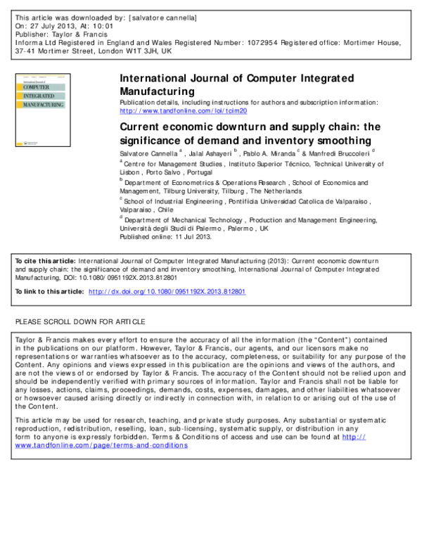 (PDF) Current economic downturn and supply chain: the significance of ...
