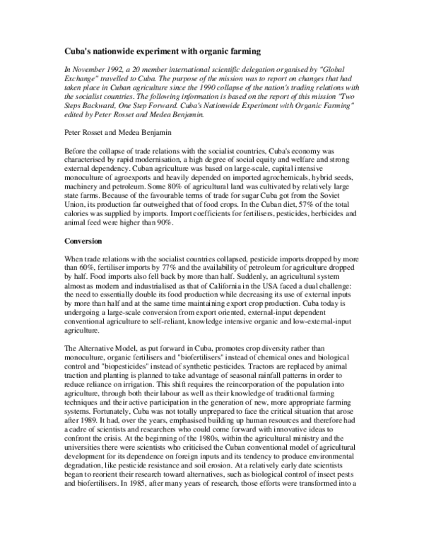 (PDF) Cuba's nationwide experiment with organic farming