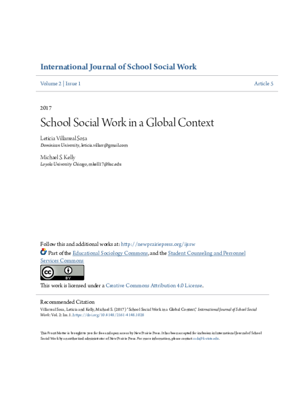 (PDF) School Social Work in a Global Context