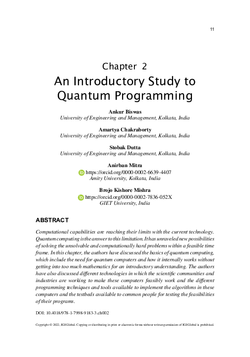 (PDF) An Introductory Study to Quantum Programming