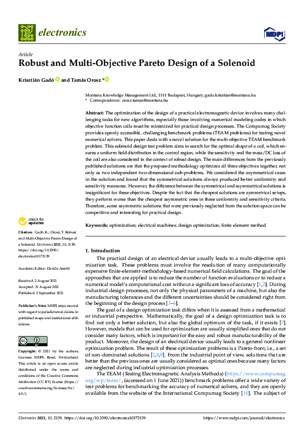 Pdf Robust And Multi Objective Pareto Design Of A Solenoid