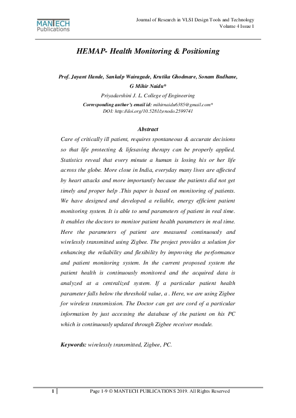 (PDF) HEMAP- Health Monitoring & Positioning