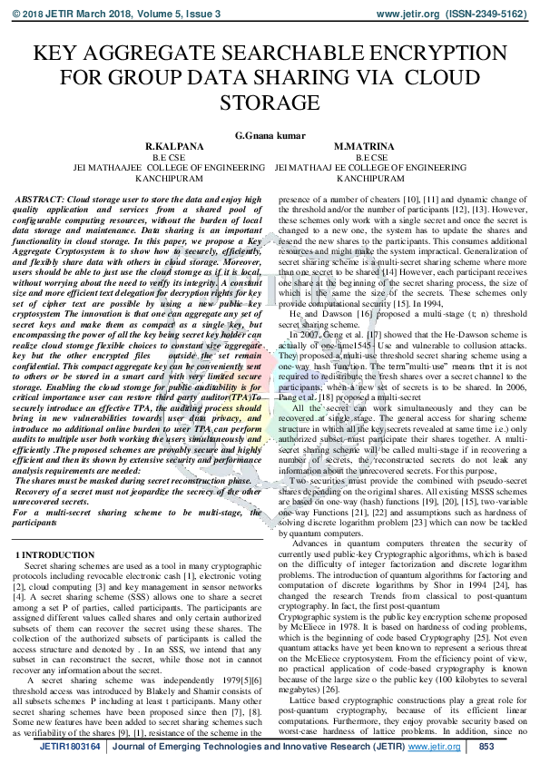 (PDF) Key Aggregate Searchable Encryption for Group Data Sharing via Cloud Storage