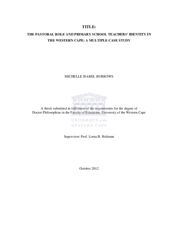 (PDF) The pastoral role and primary school teachers’ identity in the ...