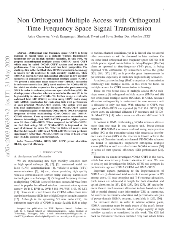 (PDF) Nonorthogonal Multiple Access With Orthogonal Time–Frequency Space Signal Transmission