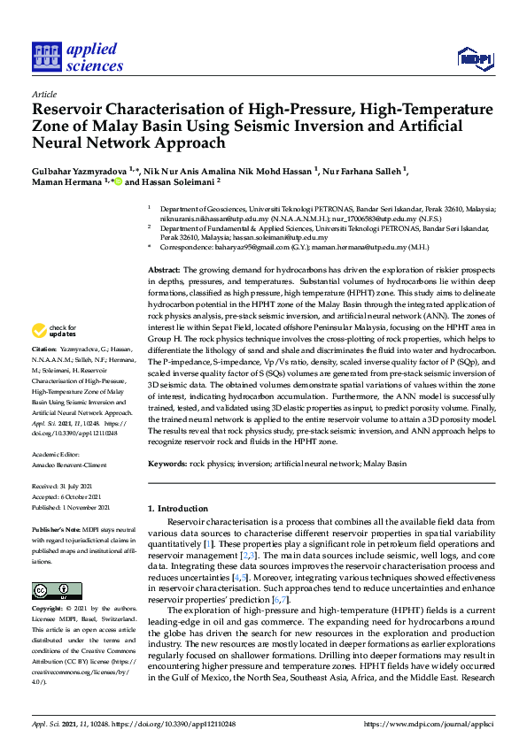 (PDF) Reservoir Characterisation of High-Pressure, High-Temperature Zone of Malay Basin Using ...