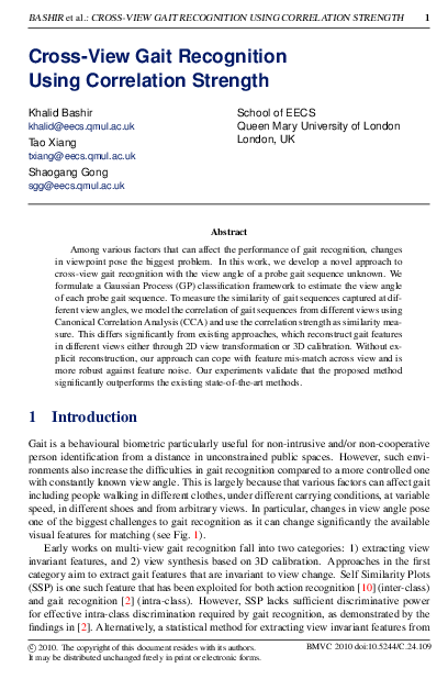(PDF) BASHIR et al.: CROSS-VIEW GAIT RECOGNITION USING CORRELATION ... (PDF) BASHIR et al.: CROSS-VIEW GAIT RECOGNITION USING CORRELATION ...