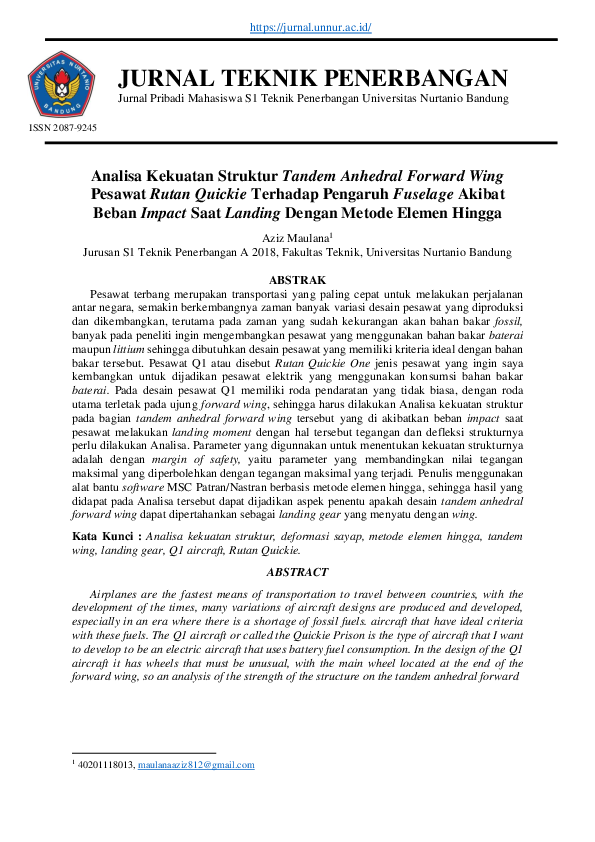 (PDF) Analisa Kekuatan Struktur Tandem Anhedral Forward Wing Metode ...