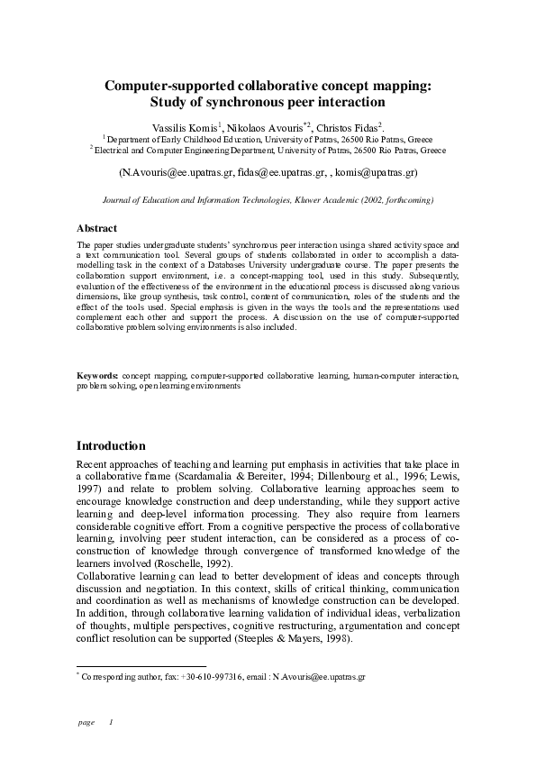 Pdf Synchronous Collaboration Via Concept Mapping