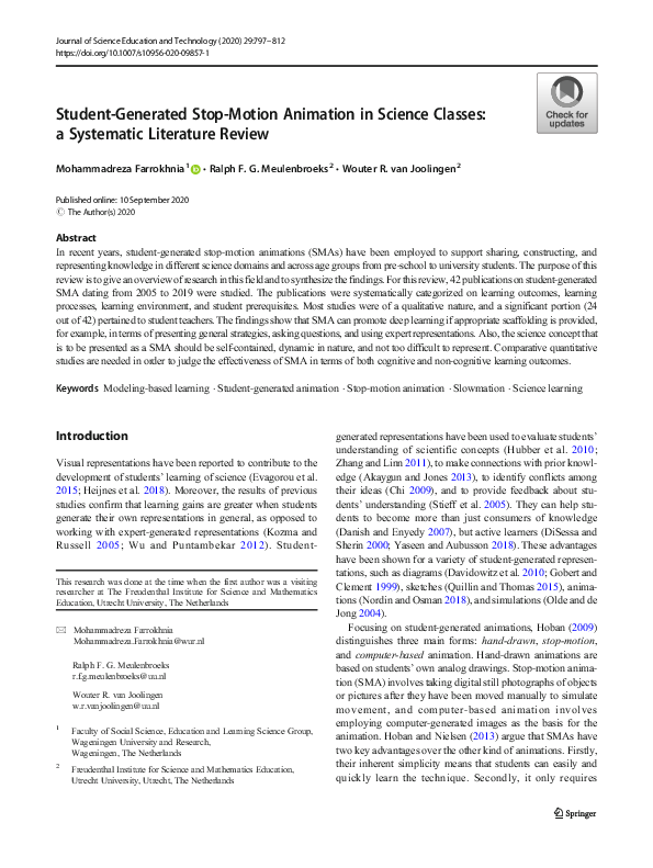 (PDF) Student-Generated Stop-Motion Animation in Science Classes: a ...