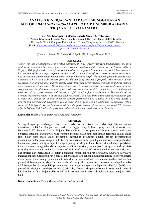 (PDF) Analisis Kinerja Rantai Pasok Menggunakan Metode Balanced ...