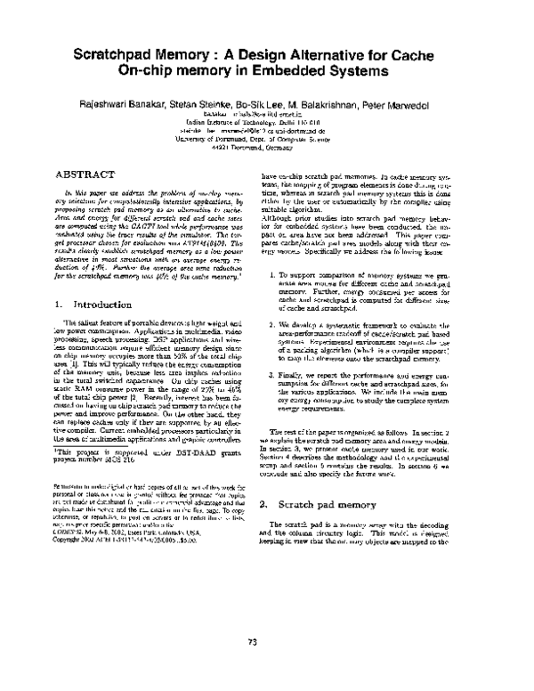 Pdf Scratchpad Memory