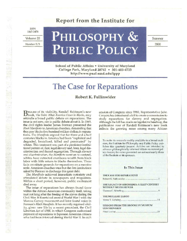 (PDF) The Case for Reparations