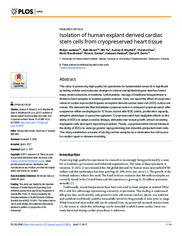 (PDF) Isolation of human explant derived cardiac stem cells from ...