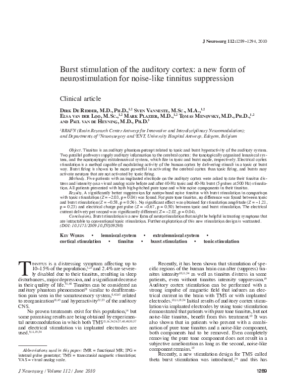 (PDF) Burst stimulation of the auditory cortex: a new form of ...