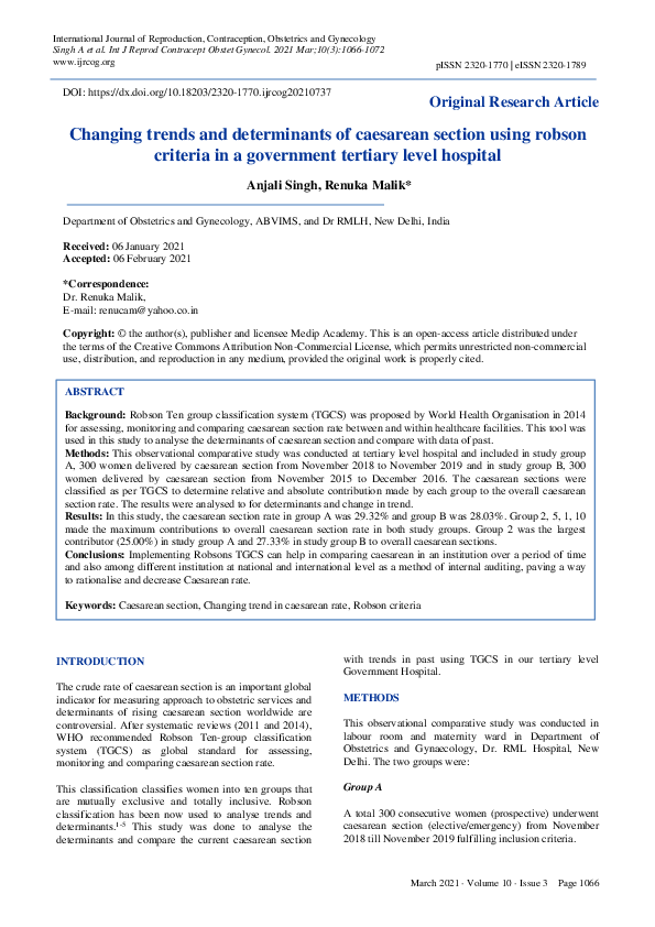 (PDF) Implementation of the WHO manual for Robson classification: an ...