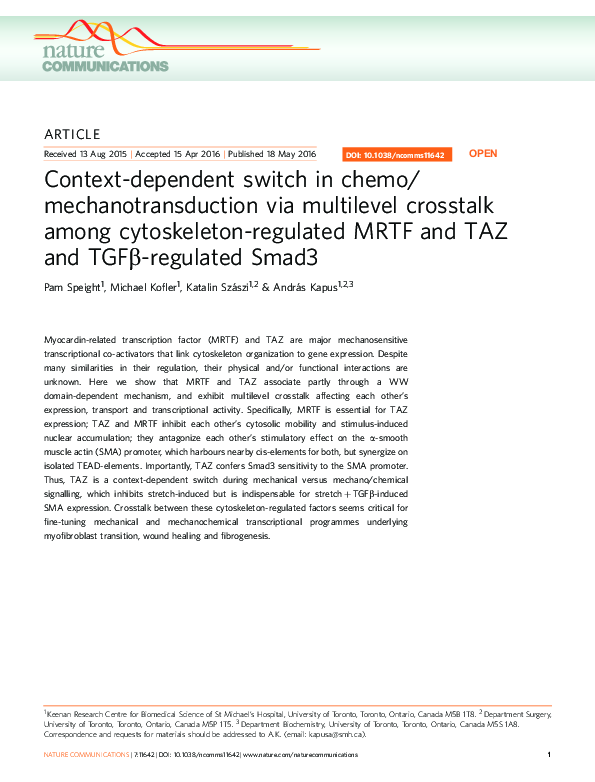 (PDF) Context-dependent switch in chemo/mechanotransduction via ...