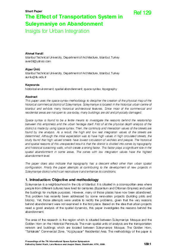 (PDF) Short Paper The Effect of Transportation System in