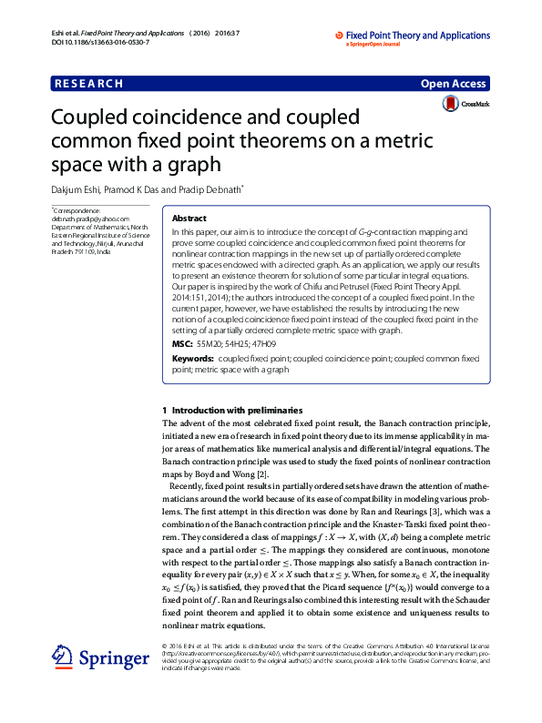 Pdf Coupled Coincidence And Coupled Common Fixed Point Theorems On A Metric Space With A Graph