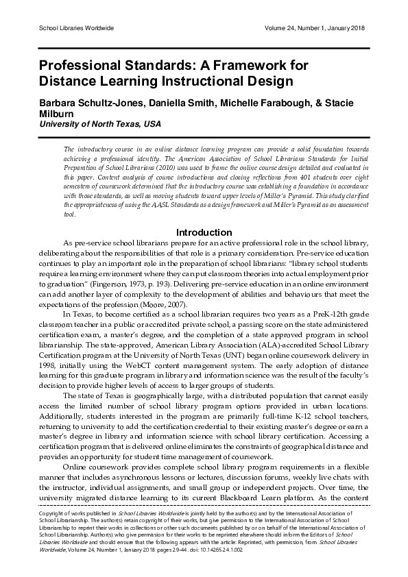 (PDF) Professional Standards: A Framework for Distance Learning ...
