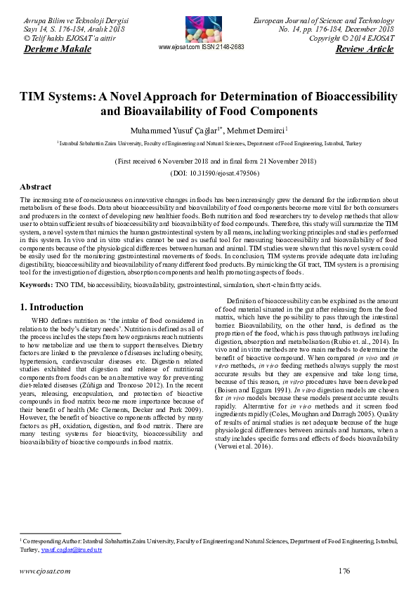 (PDF) Special issue on bioaccessibility and bioavailability of food ...