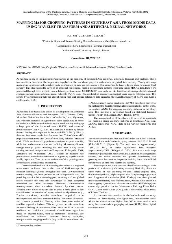 (PDF) Mapping Major Cropping Patterns in Southeast Asia from Modis Data Using Wavelet Transform ...