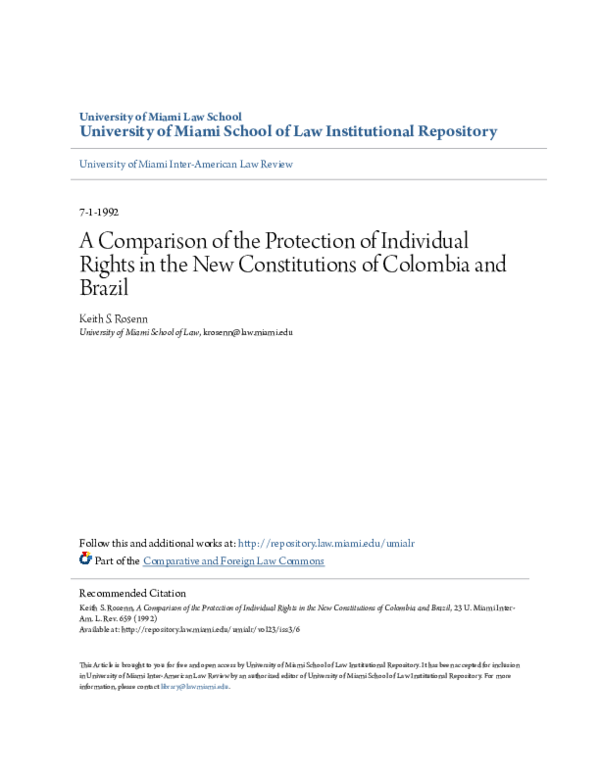 (PDF) A Comparison of the Protection of Individual Rights in the New ...