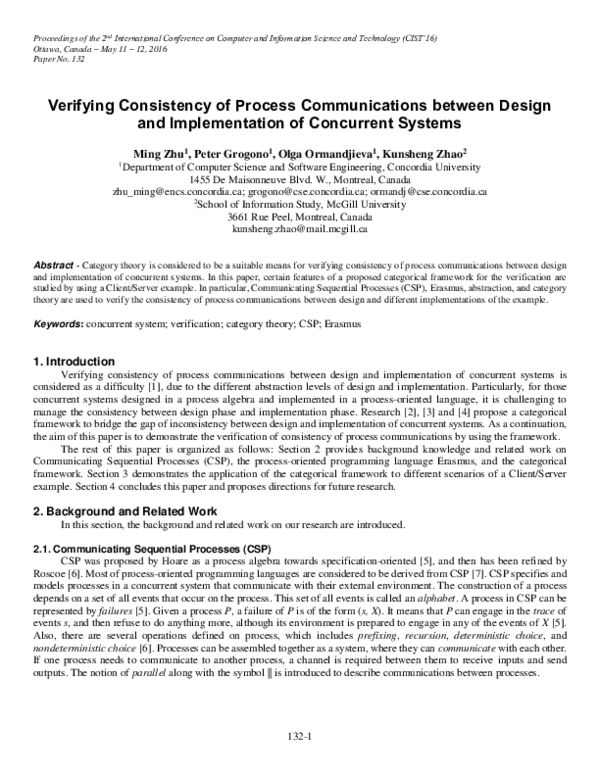 Pdf Verifying Consistency Of Process Communications Between Design And Implementation Of