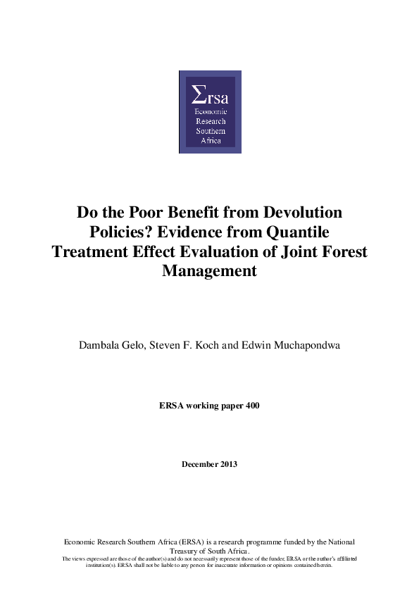 (PDF) Do the Poor Benefit from Devolution Policies? Evidences from ...