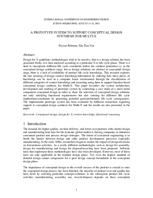 (PDF) A Prototype System to Support Conceptual Design Synthesis for Multi-X