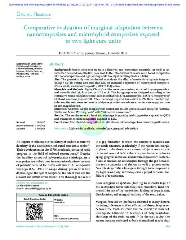 (PDF) Comparative evaluation of marginal adaptation between ...