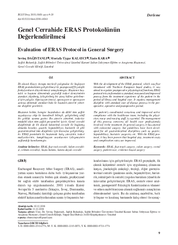(PDF) Evaluation of ERAS Protocol in General Surgery