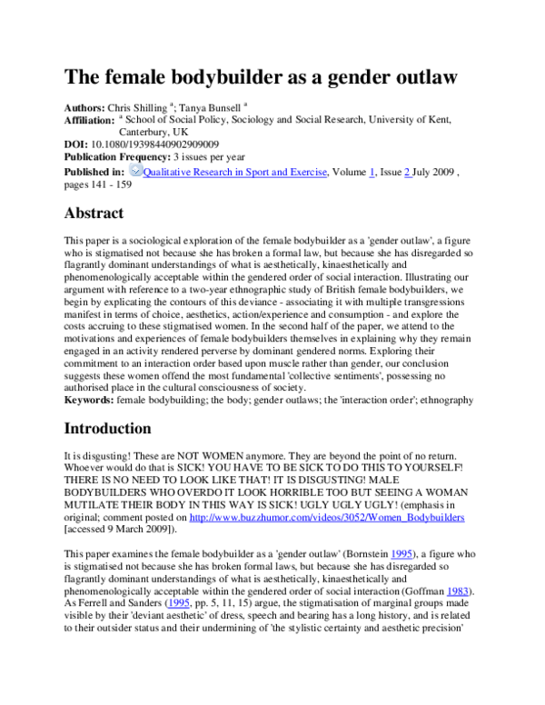 (PDF) The female bodybuilder as a gender outlaw