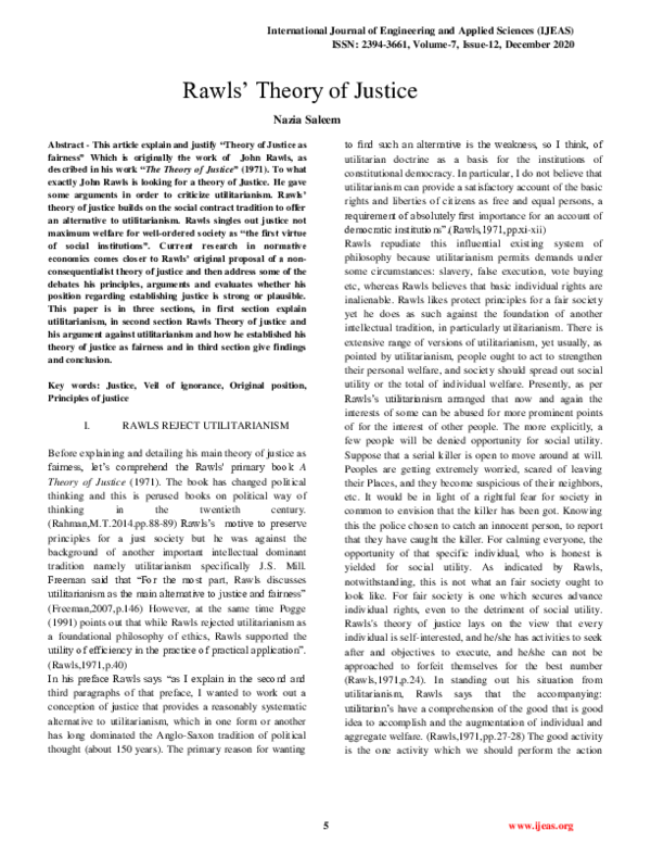 (PDF) Rawls’ Theory of Justice