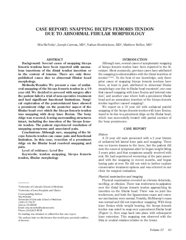 (PDF) Case Report: Snapping Biceps Femoris Tendon Due to Abnormal ...