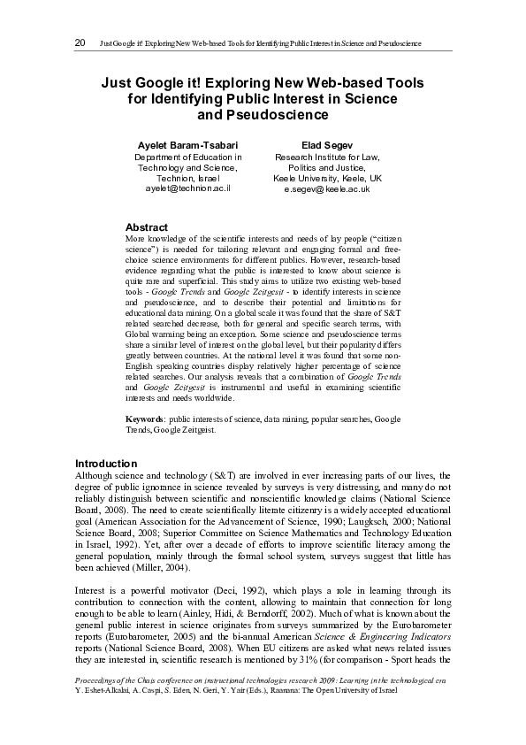 (PDF) Just Google it! Exploring New Web-based Tools for Identifying ...