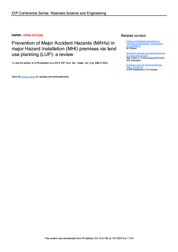 (PDF) Prevention of Major Accident Hazards (MAHs) in major Hazard ...