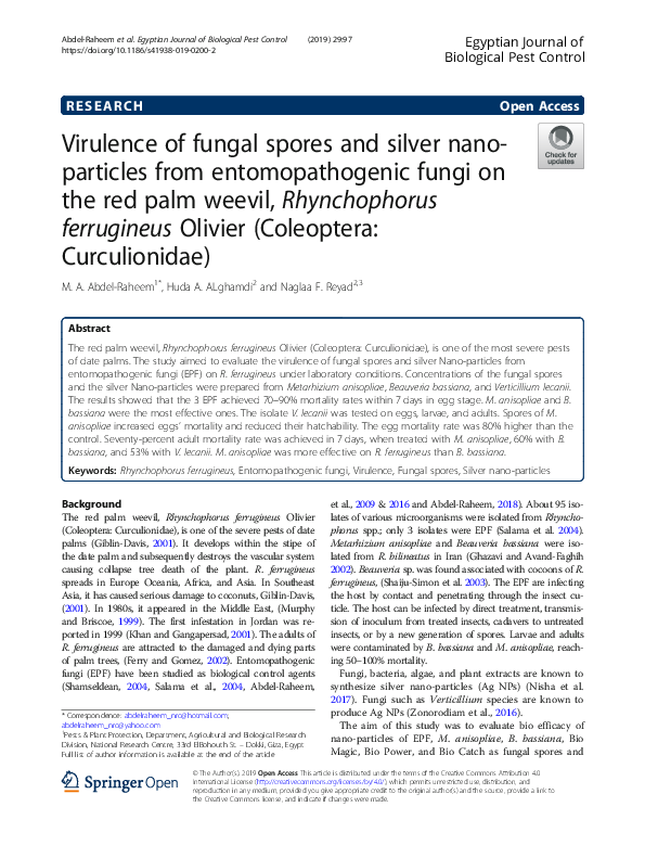 (PDF) Virulence of fungal spores and silver nano-particles from entomopathogenic fungi on the ...