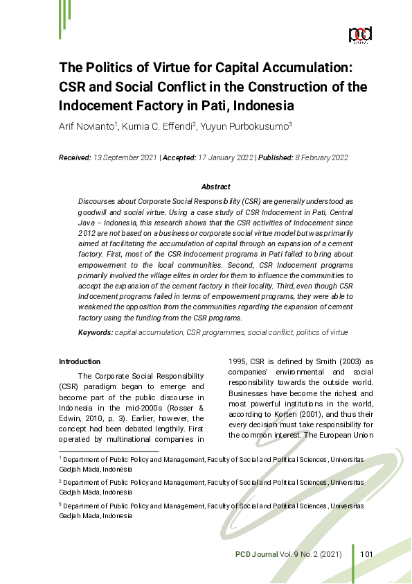 (PDF) Behind the Mask of Virtue: CSR Indocement's Original Face in the ...