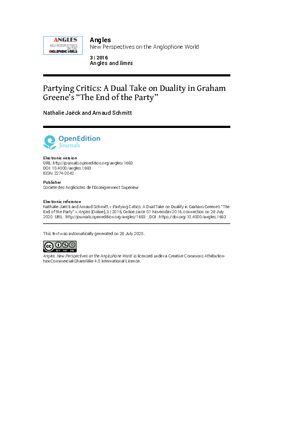 (PDF) Partying Critics: A Dual Take on Duality in Graham Greene’s “The ...