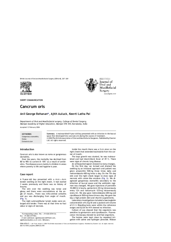 (PDF) Cancrum oris