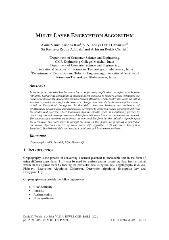 (PDF) Multi-Layer Encryption Algorithm