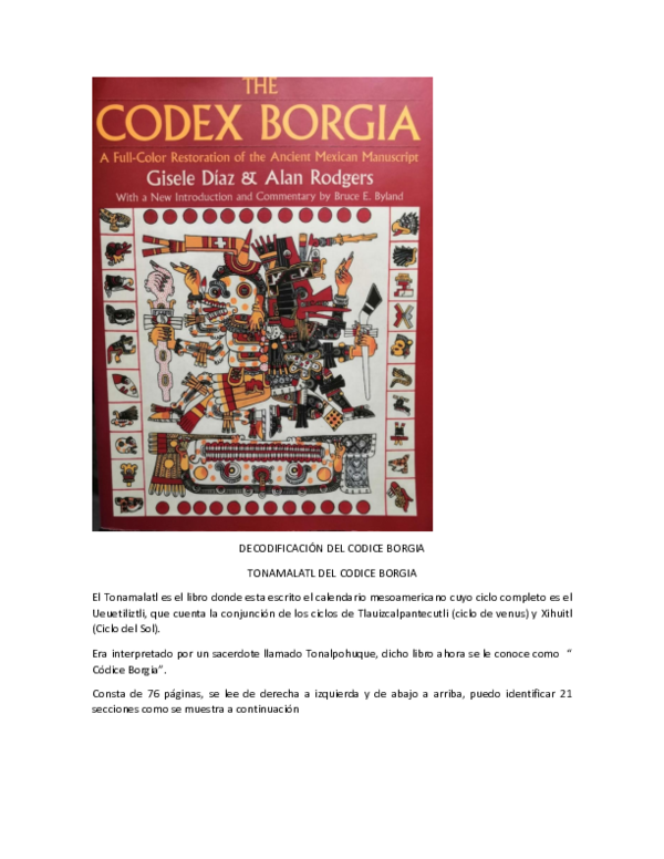 (PDF) DECODIFICACIÓN DEL CODICE BORGIA