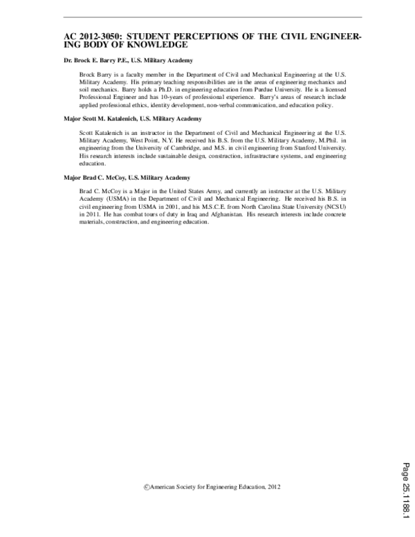 (PDF) Student Perceptions of the Civil Engineering Body of Knowledge