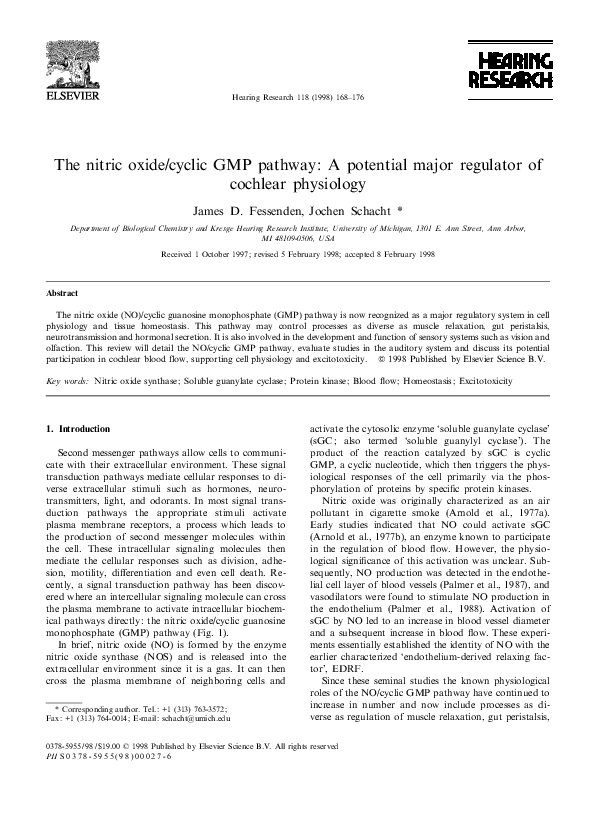 (PDF) The nitric oxide/cyclic GMP pathway: A potential major regulator ...